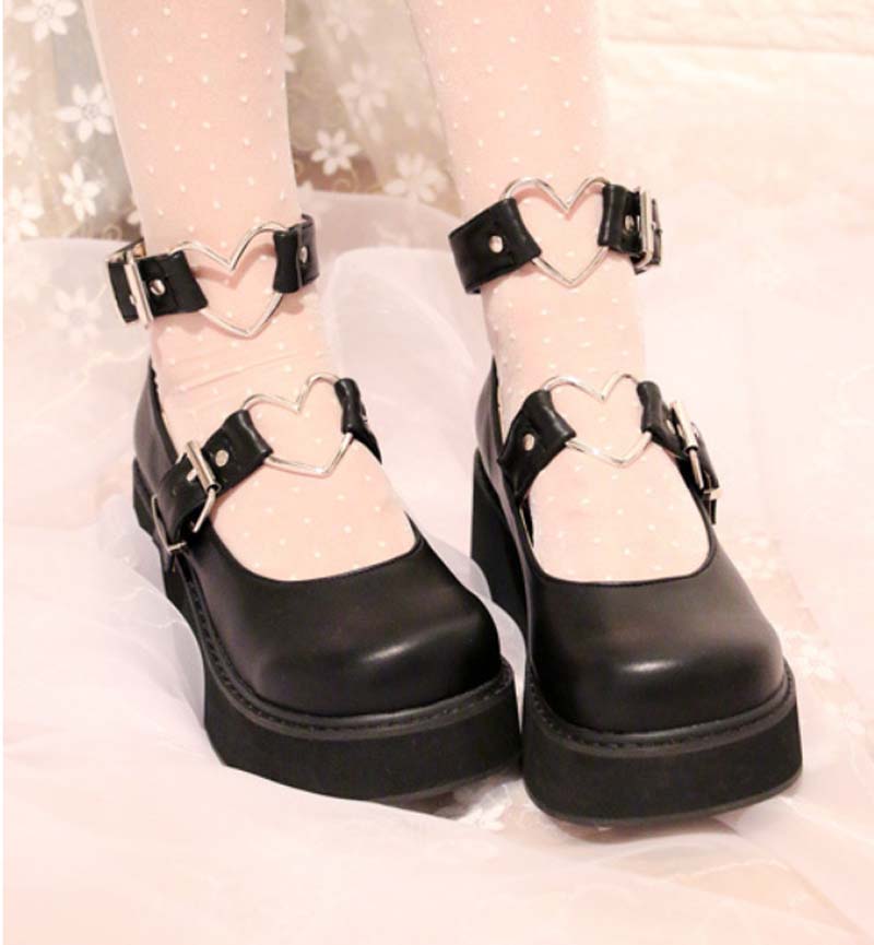 Girls Cute Lolita Shoes Wedge Heel Heart Shaped Shoes on Luulla