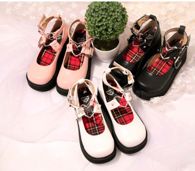 Girls Cute Lolita Shoes Wedge Heel Heart Shaped Shoes on Luulla